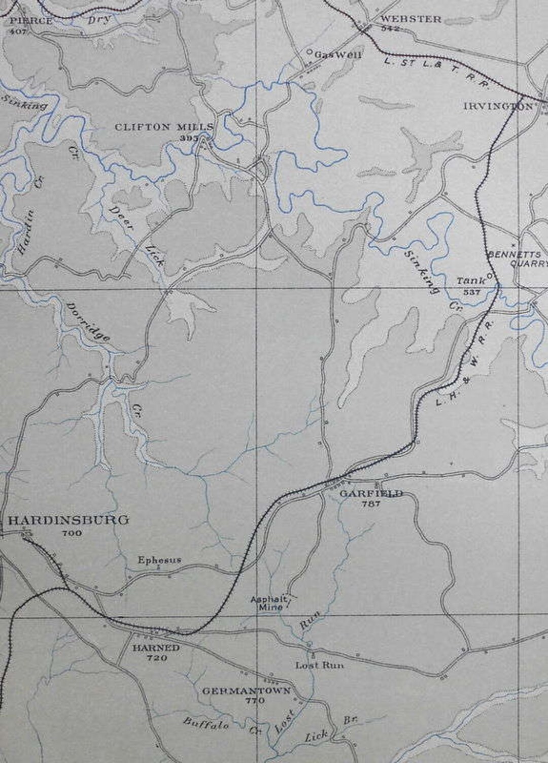 1902 Antique Map: Part of Breckenridge County Kentucky. Hardinsburg ...