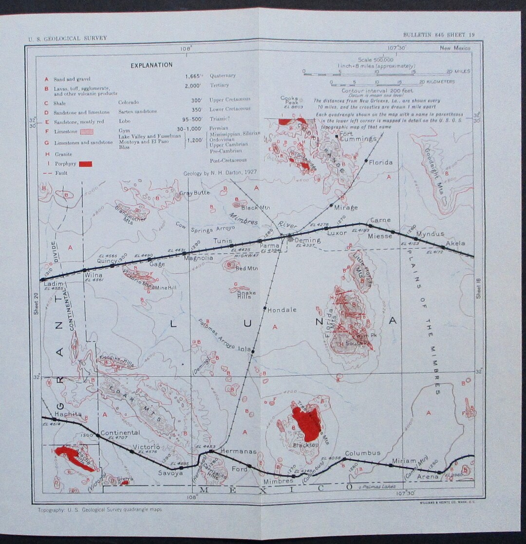 1933 Luna County New Mexico, Cooks Range, Tres Hermanas Mountains ...