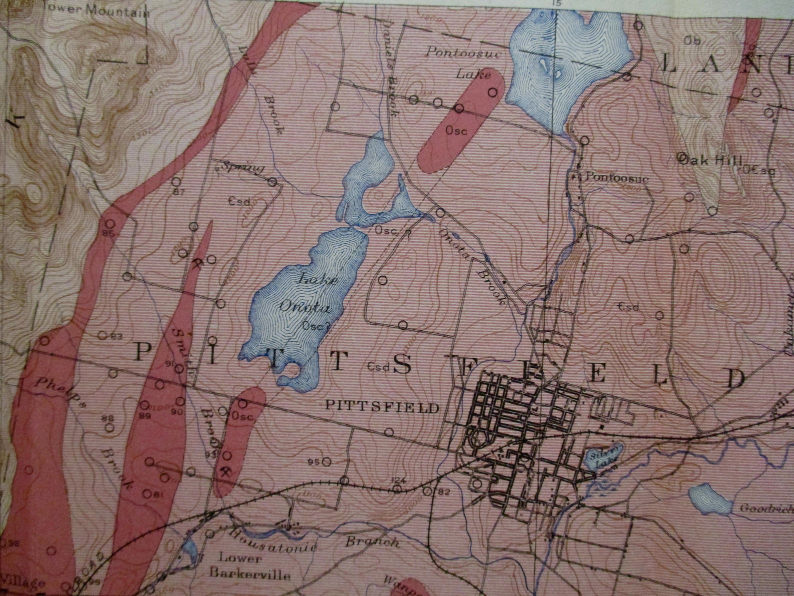 1929 Map Pittsfield to Stockbridge Massachusetts Richmond, Lenox, Lee ...