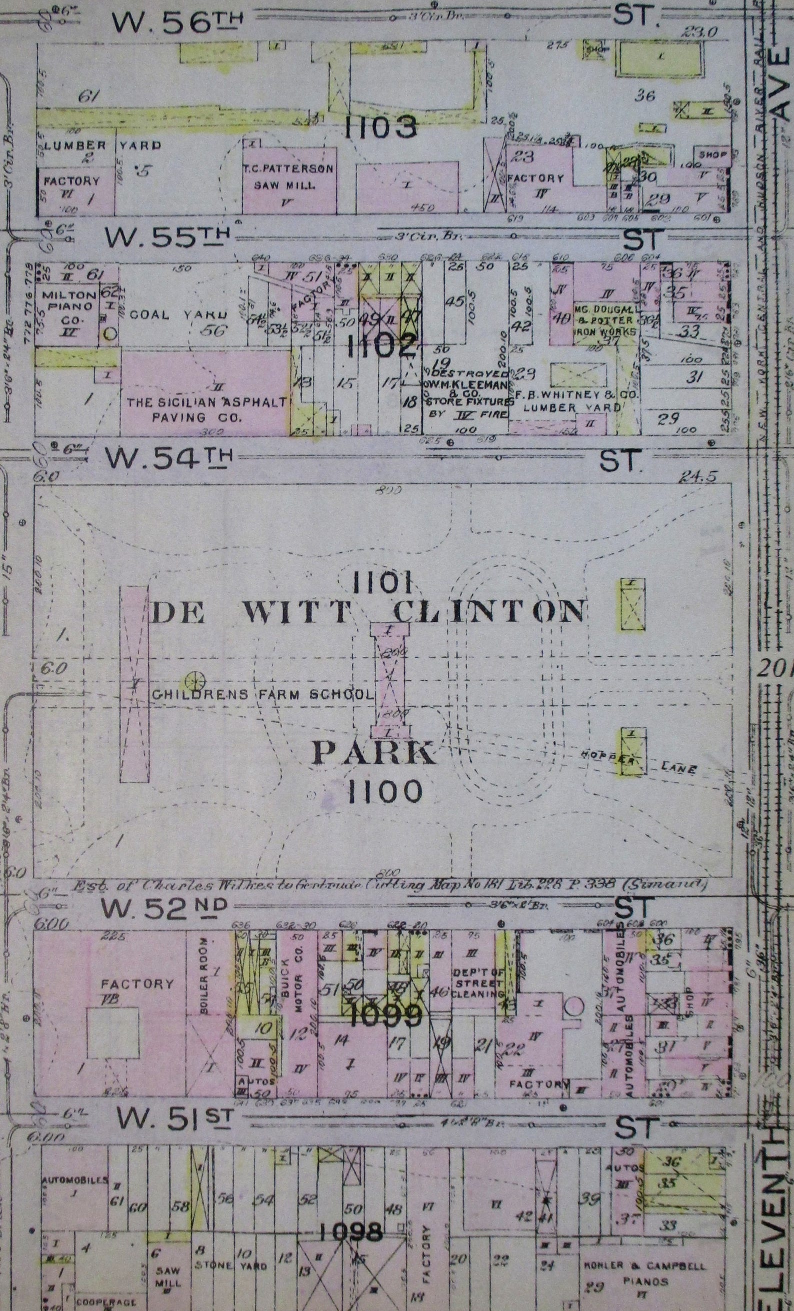 1912 De Witt Clinton Park NYC. W 50th St to 56th Between 11th - Etsy