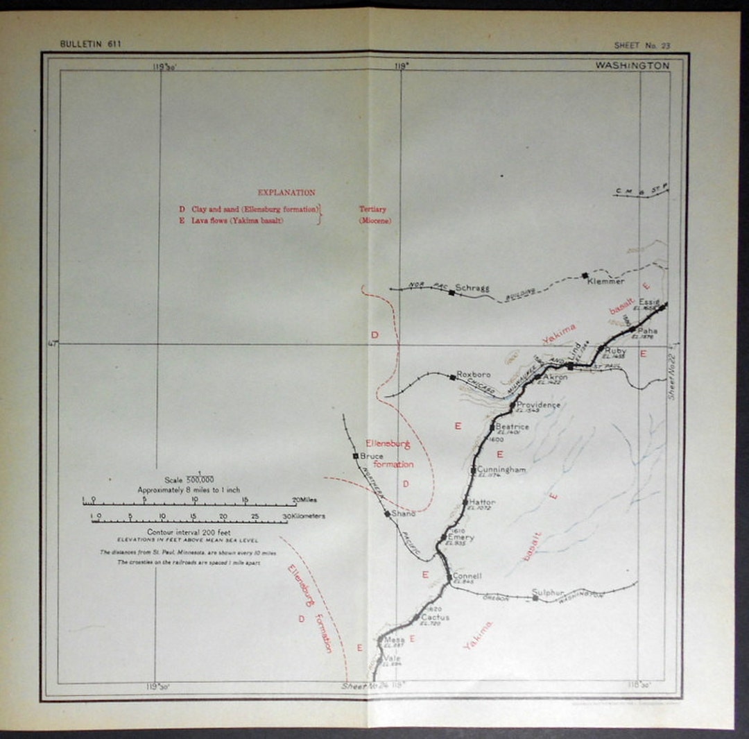1915 Railroad Map: Essig, Paha, Ruby, Beatrice, Cunningham, Connell ...