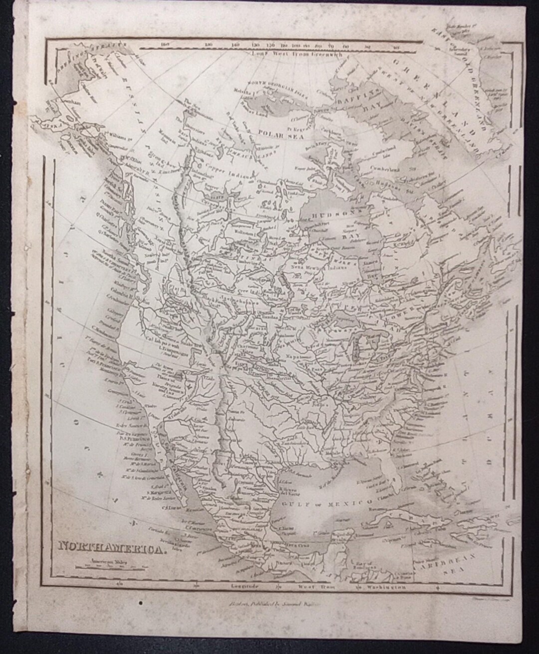 1830 USA Map. North America Mexico Canada United States Antique ...