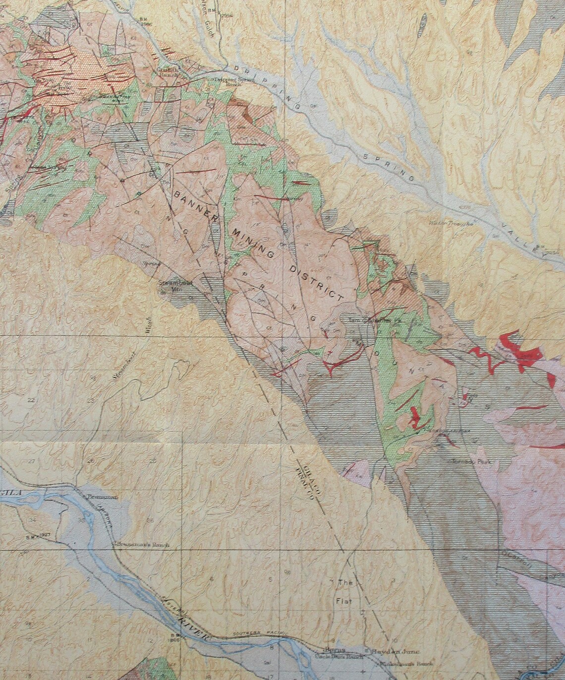 1925 Banner Mining District Arizona Geological Map of Gila & Pinal ...