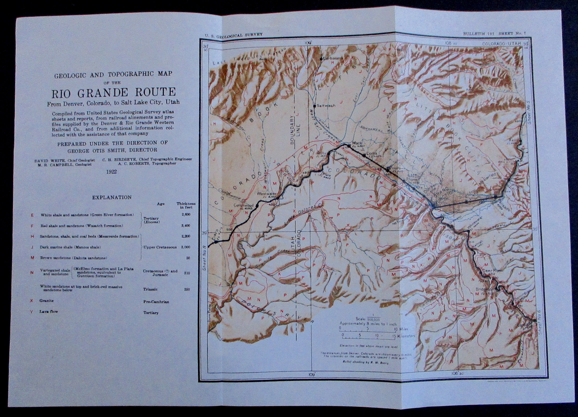 1922 Colorado Railroad Map Grand Junction, Bridgeport, Rhone, Loma ...