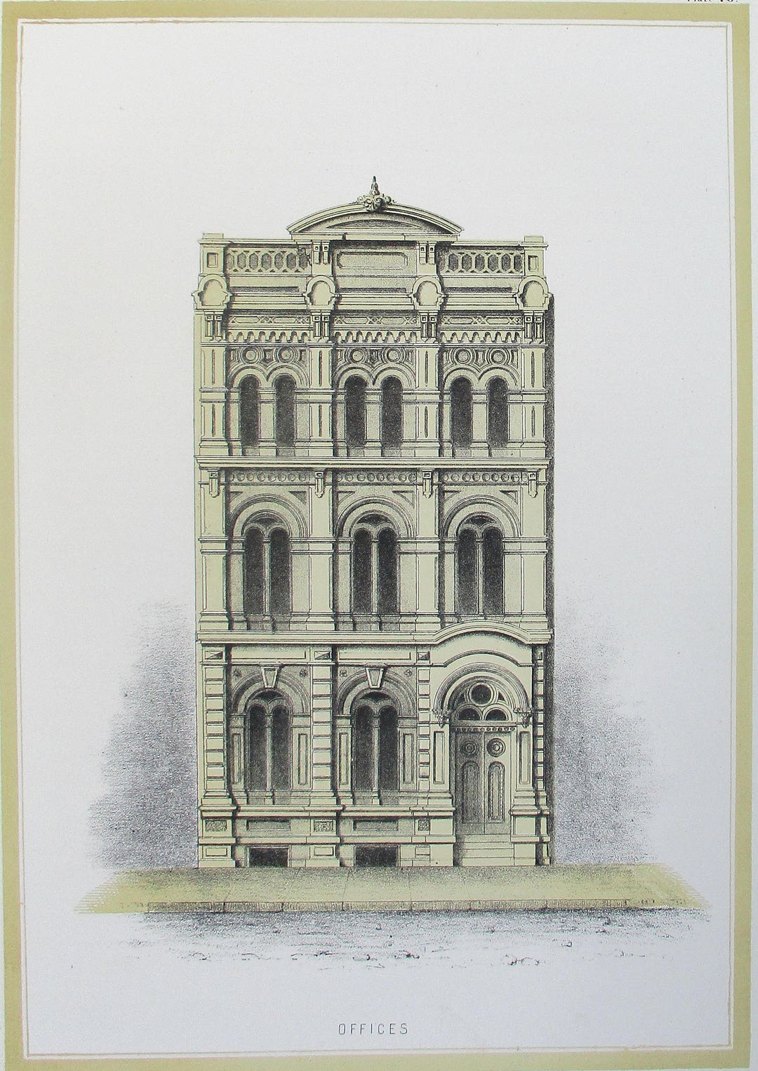1867 Offices, Office Building, Philadelphia. Large Antique Architecture ...