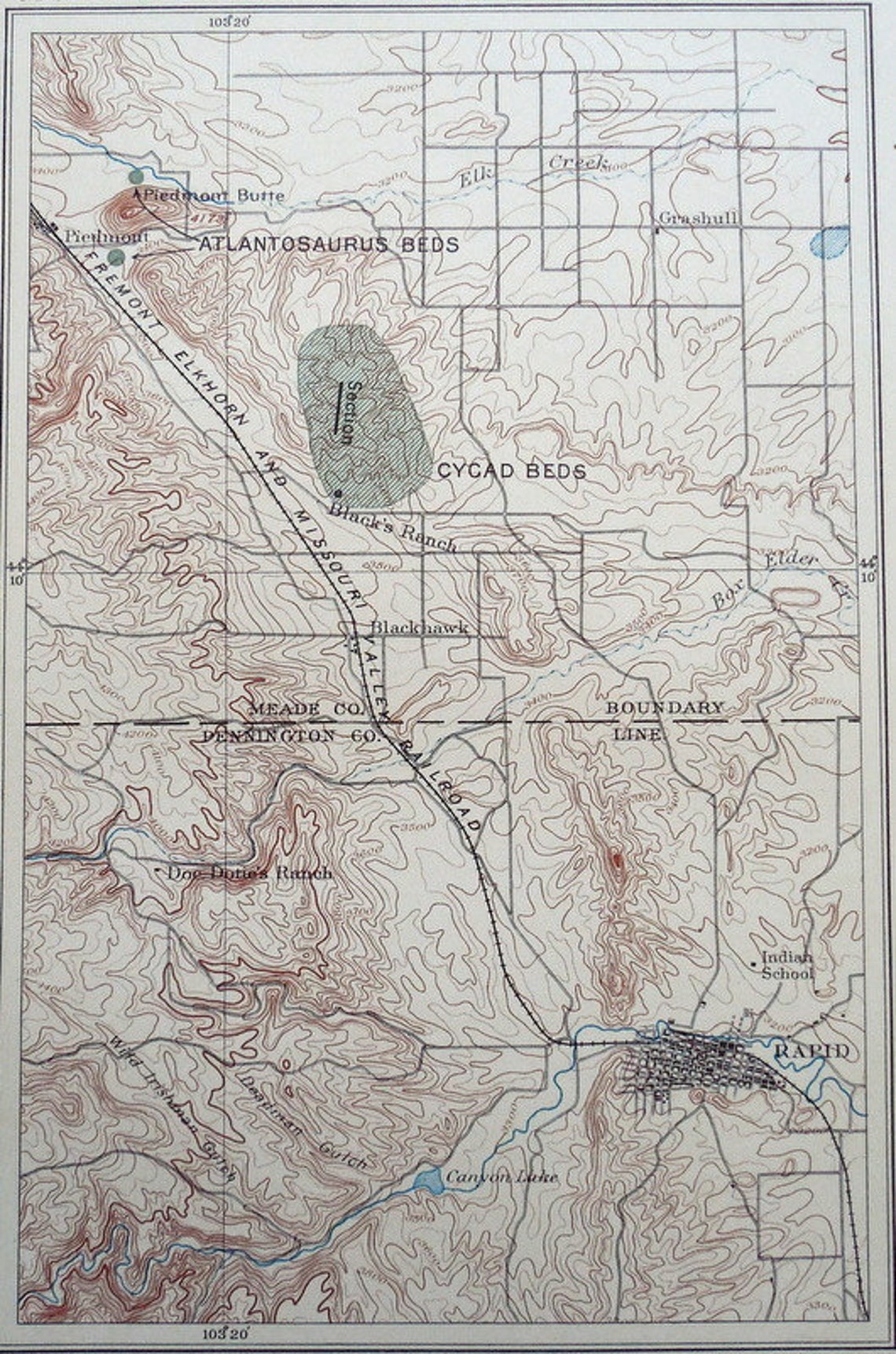 1898 Map Black Hills, Blackhawk Region South Dakota SD. Antique ...
