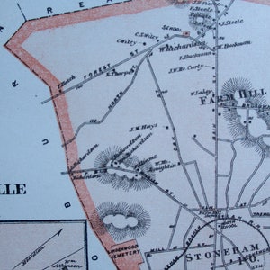1875 Stoneham Massachusetts Town Map. Spot Pond, Railroads, Inset of ...