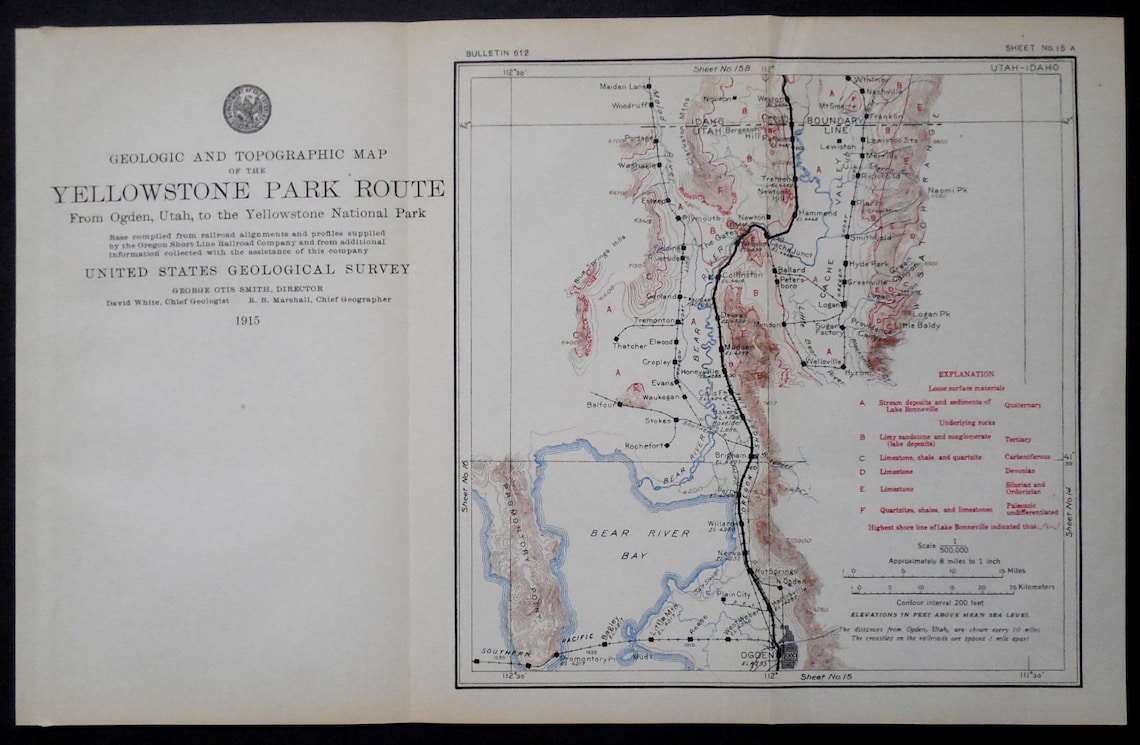 1915 Utah Railroad Map Ogden, Bear River Bay, Hot Springs, Brigham ...