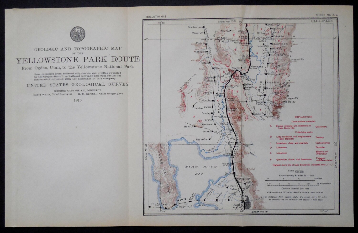 1915 Utah Railroad Map Ogden, Bear River Bay, Hot Springs, Brigham ...