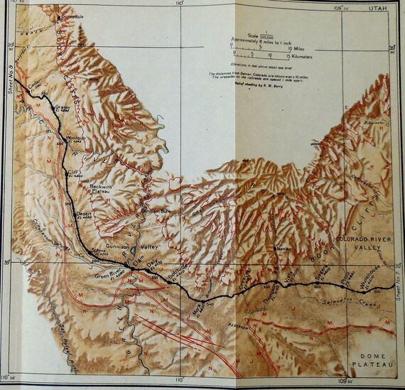 1922 Utah Railroad Map: Cedar Woodside Sphinx Sagers Book - Etsy