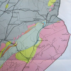 1895 Orange County New York Geologic Map Original Antique by Henrich ...