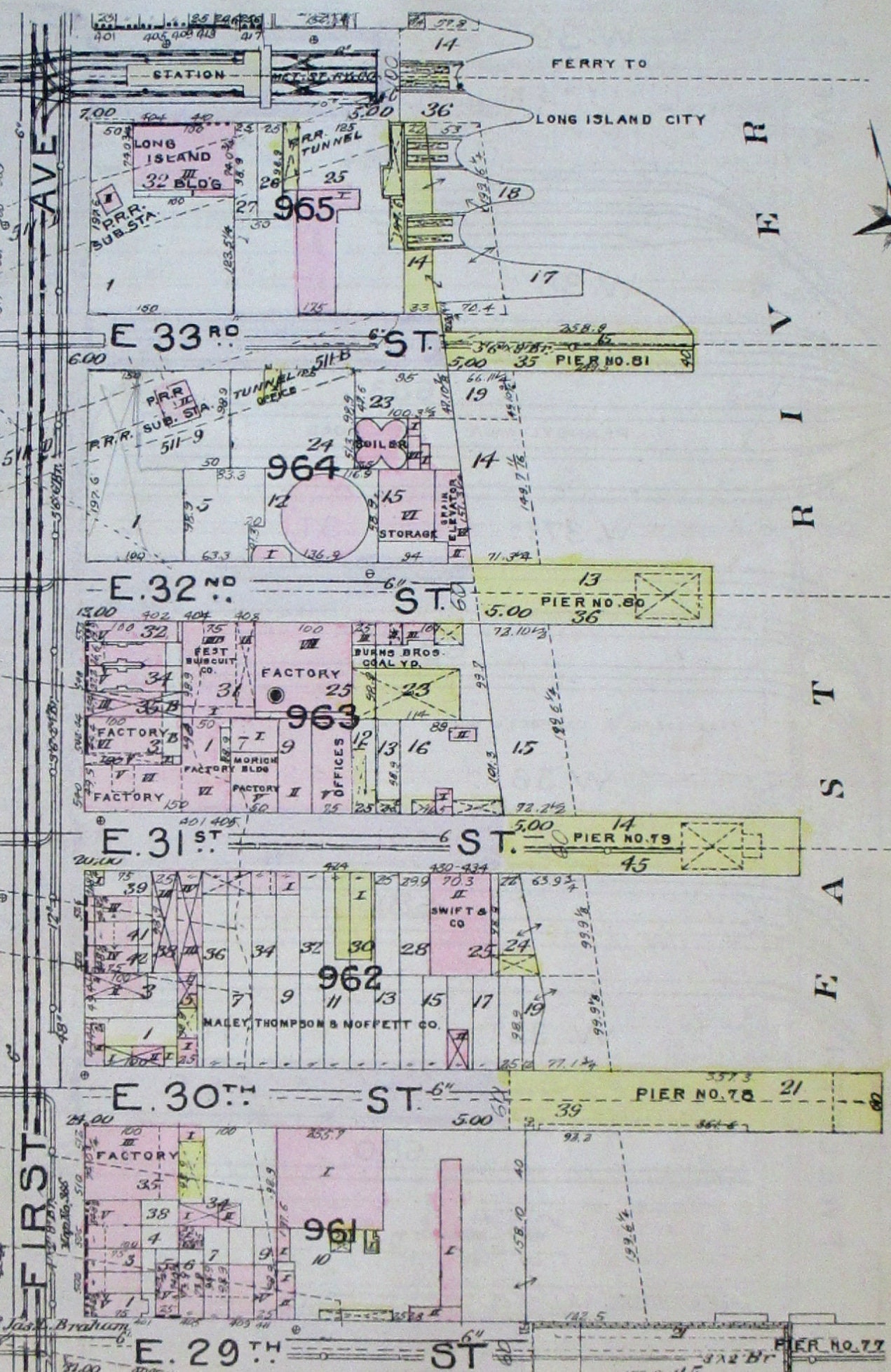 1912 Kips Bay Neighborhood, Manhattan E 29th St to 34th East Street ...