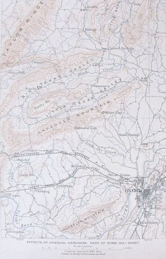 1908 Map Rome Georgia Area. Taylor Ridge Lavender Mountains - Etsy