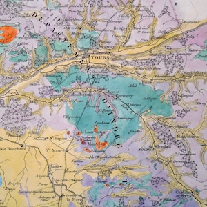 1837 Touraine France Antique Geological Map by Dujardin. Vintage ...