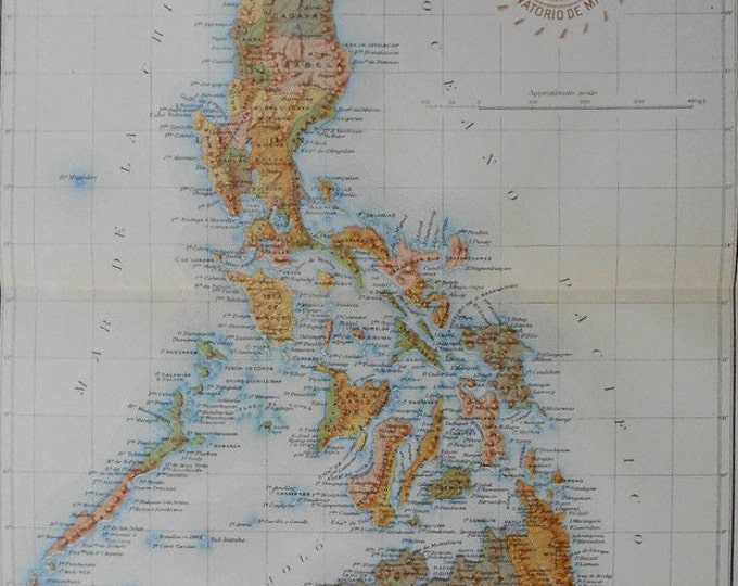 1901 Philippines Map, Las Islas Filipinas. Original, Lovely Antique ...