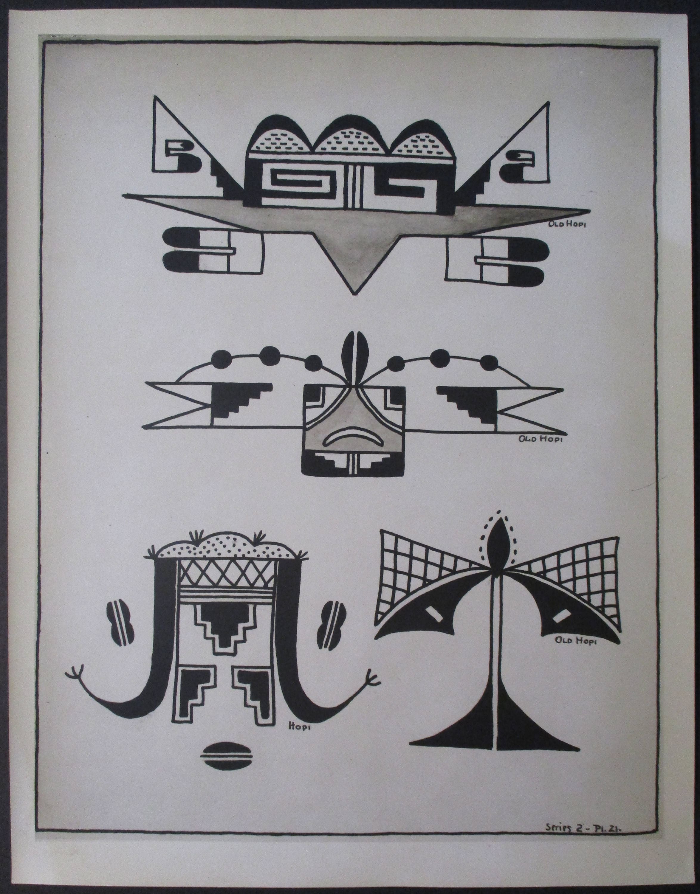 1930 Old Hopi Pottery Designs and Motifs. Antique Original Lithograph ...