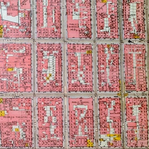 1916 Bowery Area of NYC Street Map, Lower East Side New York City From ...