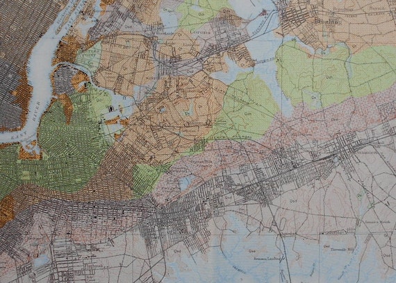 1908 Map: Brooklyn Williamsburg East River Flushing - Etsy