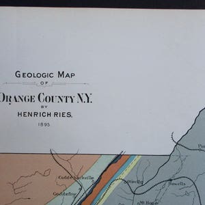 1895 Orange County New York Geologic Map Original Antique by Henrich ...