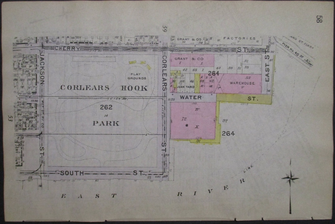 1912 Lower East Side, NYC. Corlears Hook Park, East River, FDR Drive ...