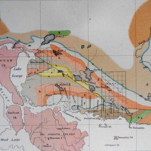 1892 Canada, East and North of Michigan. Geological Map of Original ...