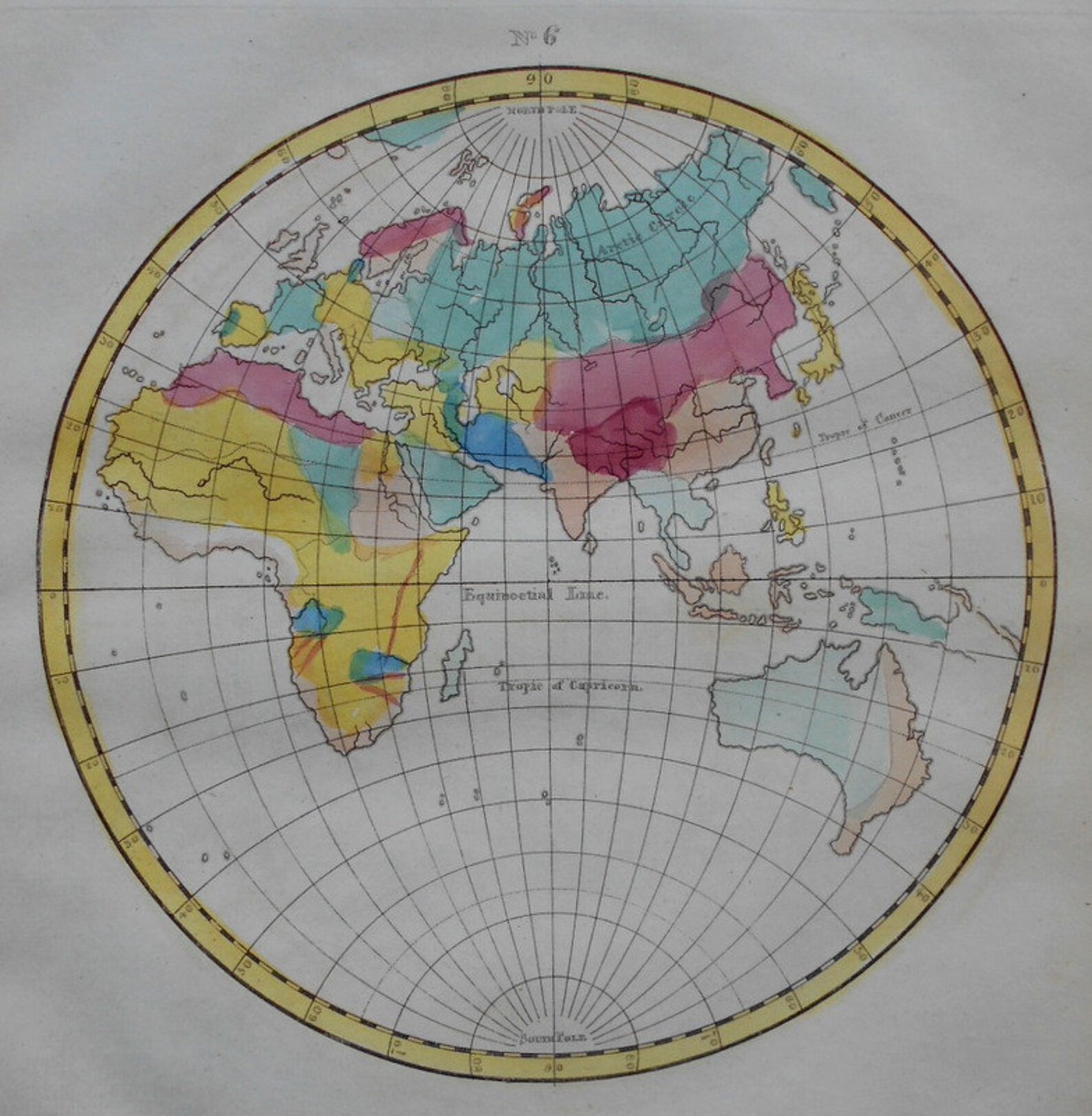 1819 Eastern Hemisphere World Map, "modern Empires". Antique ...