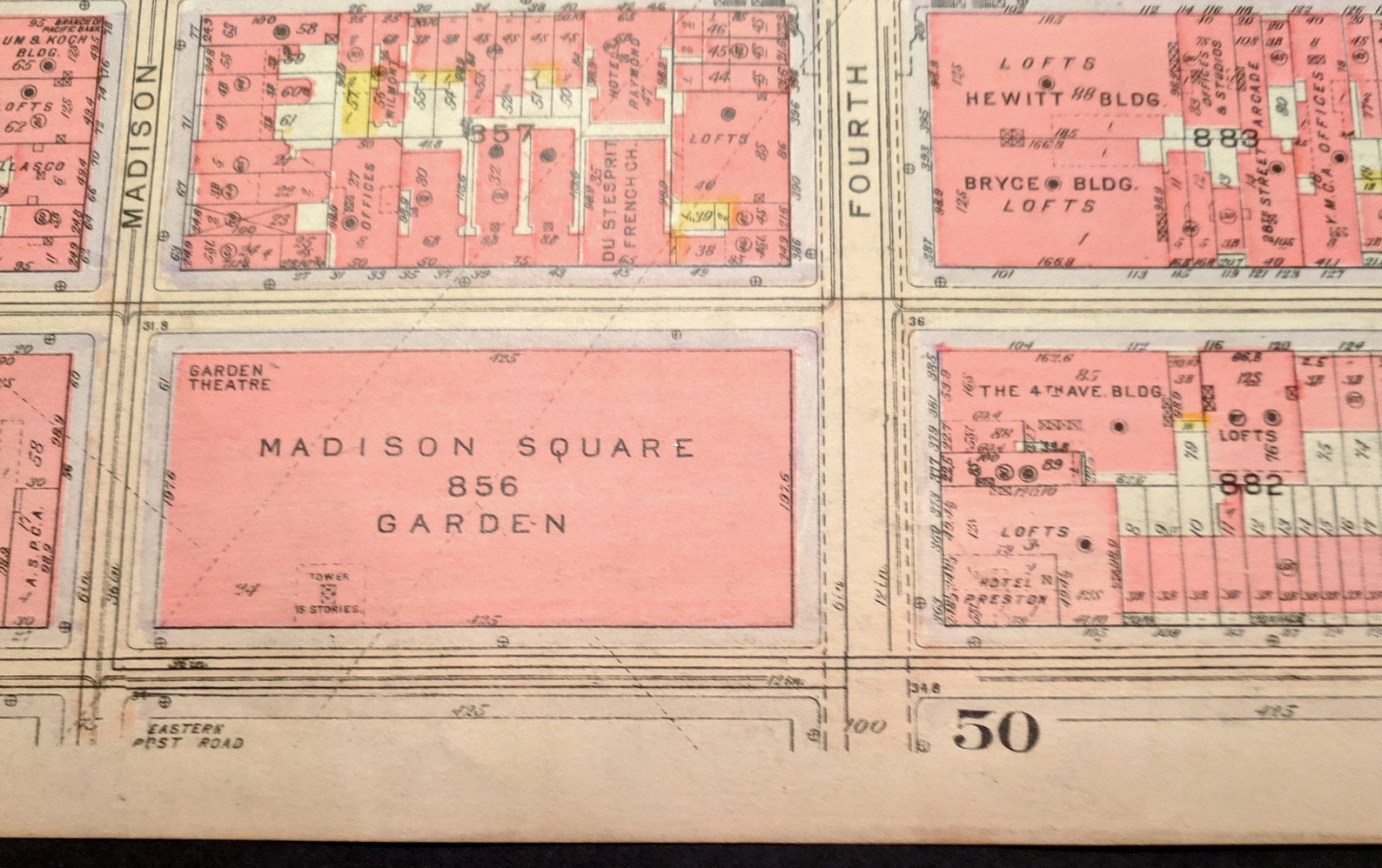 1916 Old Madison Square Garden Area Manhattan NYC Map 26th St - Etsy