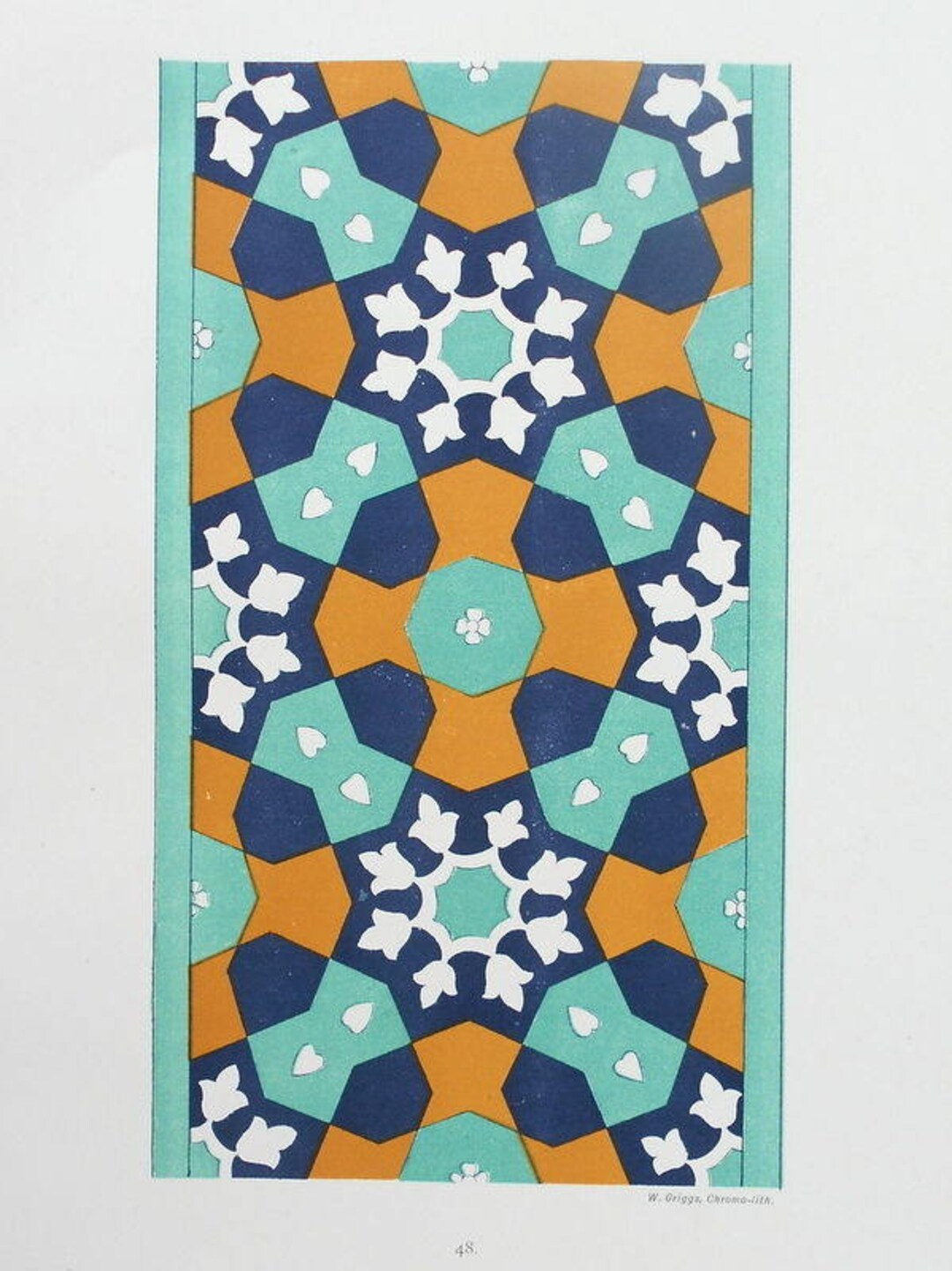 1892 Lithograph of Punjab Blue Pottery Tile. Multan/peshawar. Antique ...