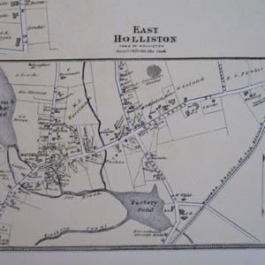 1875 Holliston Massachusetts & East Holliston. Linden Lake ,railroads ...