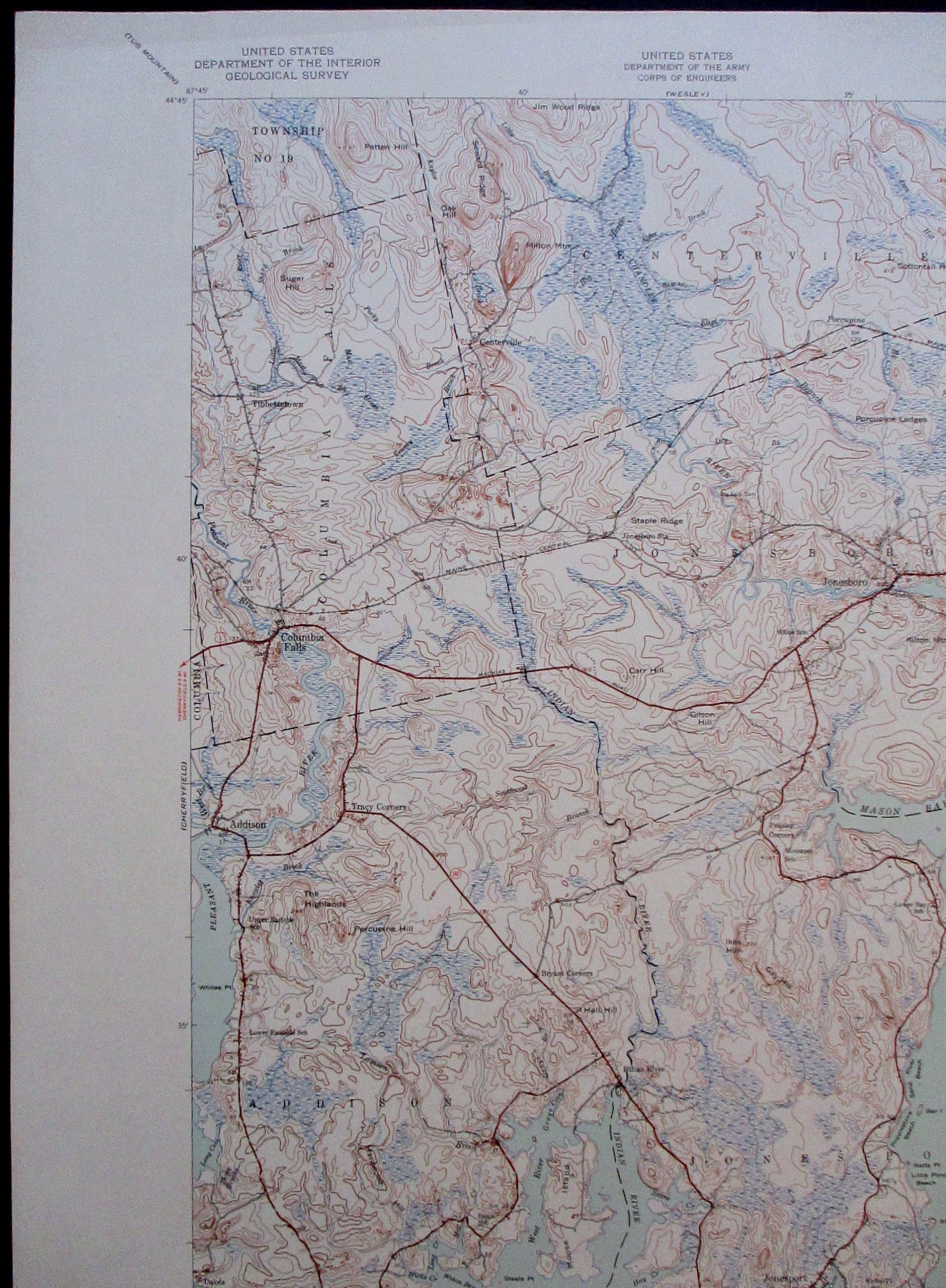 1955 Jonesport, Addison, Columbia Falls, Jonesboro, Maine Vintage Map ...