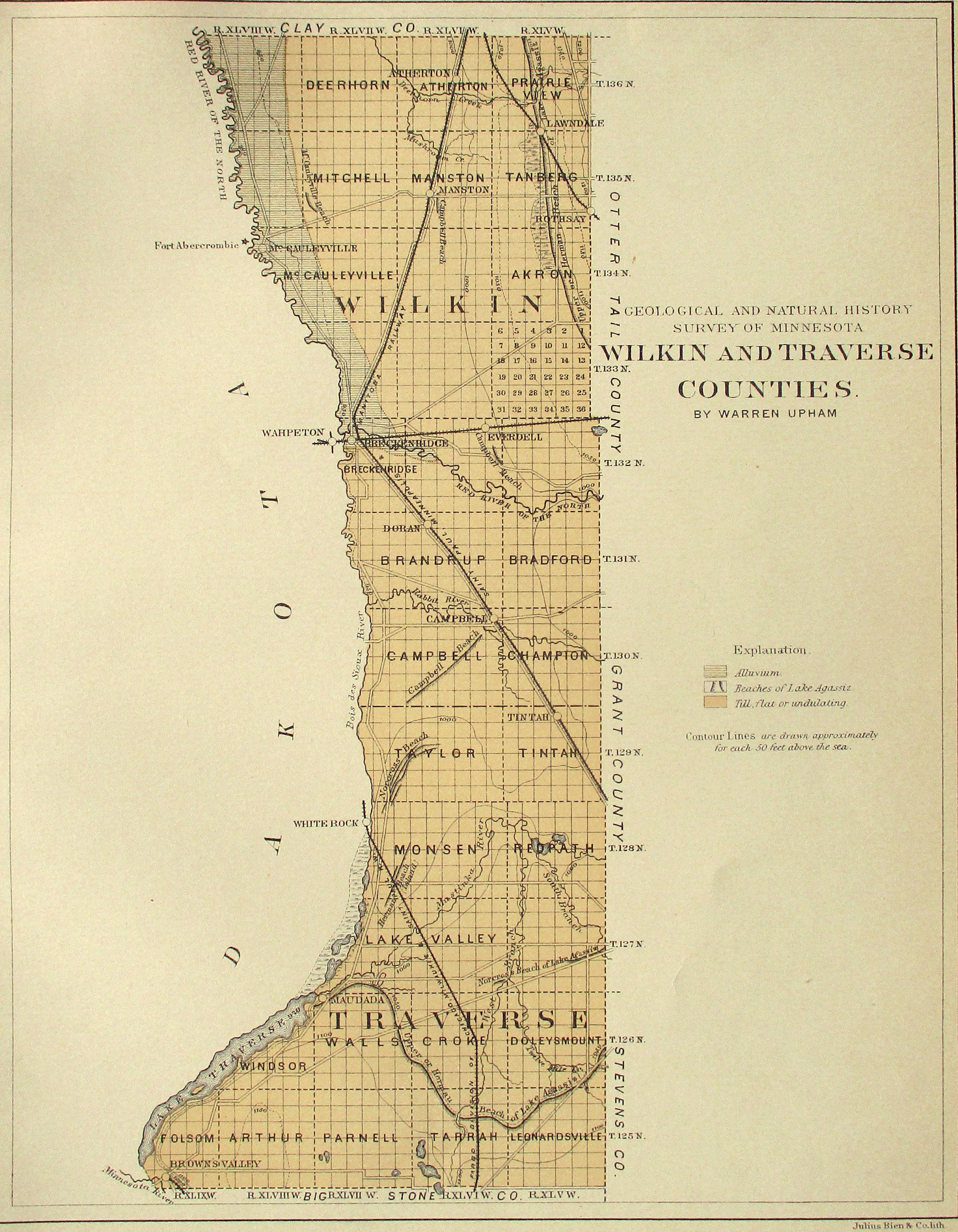 1901 Wilkin & Traverse County Minnesota MN Mccauleyville Atherton ...