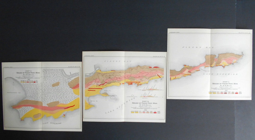 Pigeon Point, Minnesota MN Peninsula Lake Superior Set of 3 Antique ...