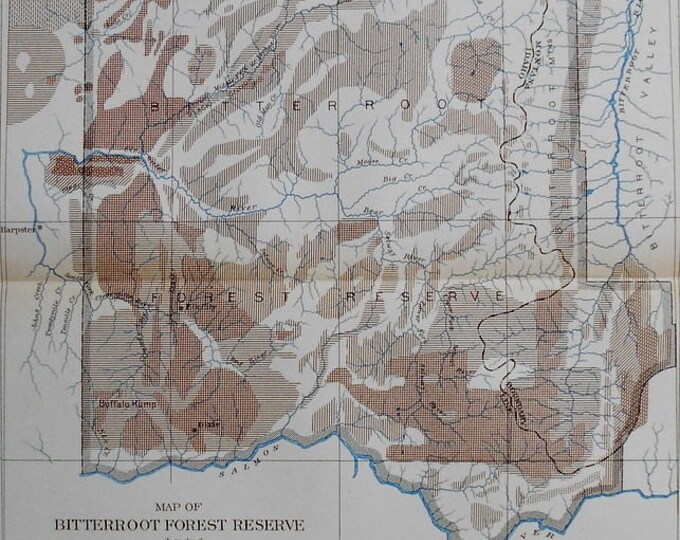 1900 Bitterroot Forest Reserve Map Showing Burned Areas. - Etsy