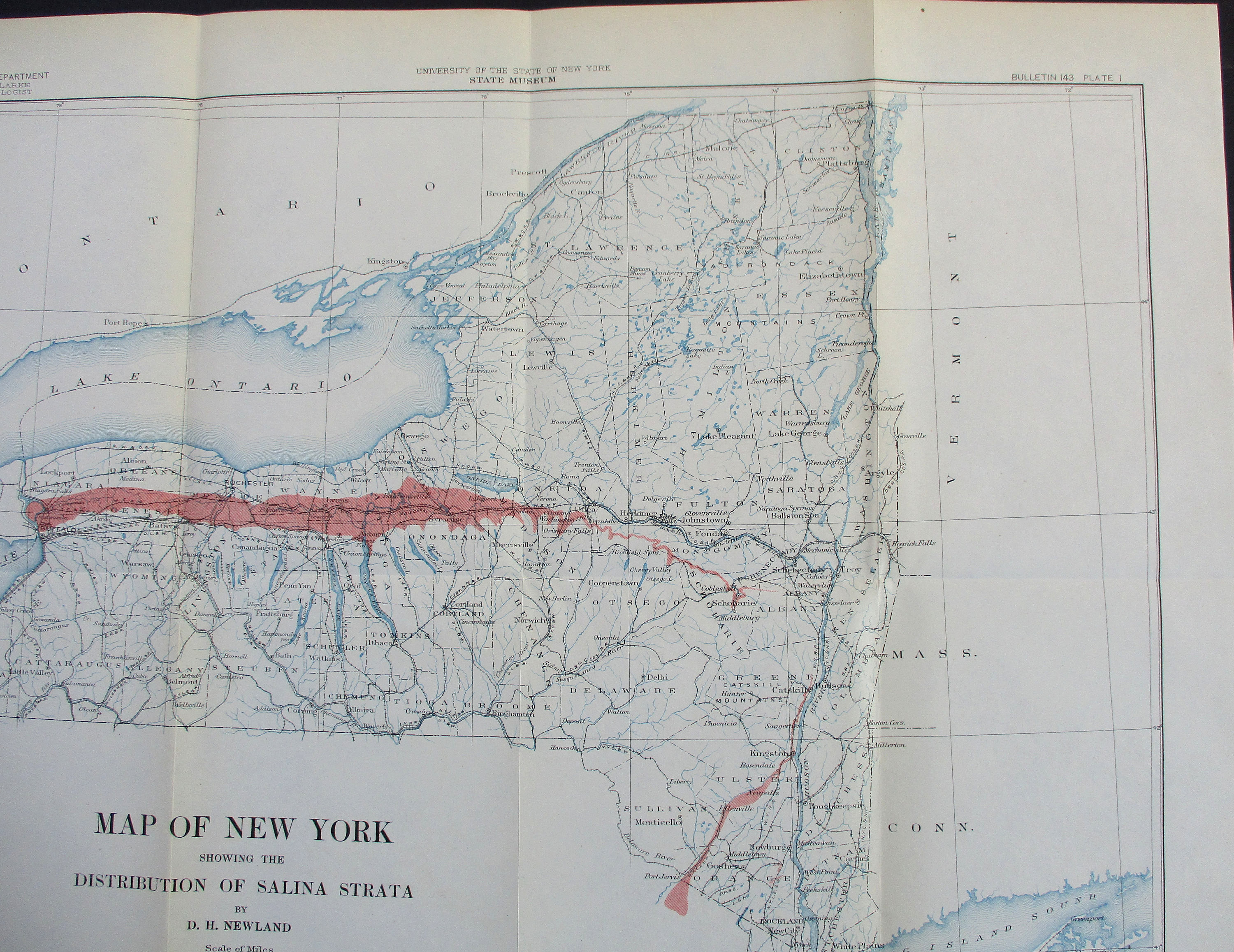 1910 New York State Geological Map Showing Distribution of Saline ...