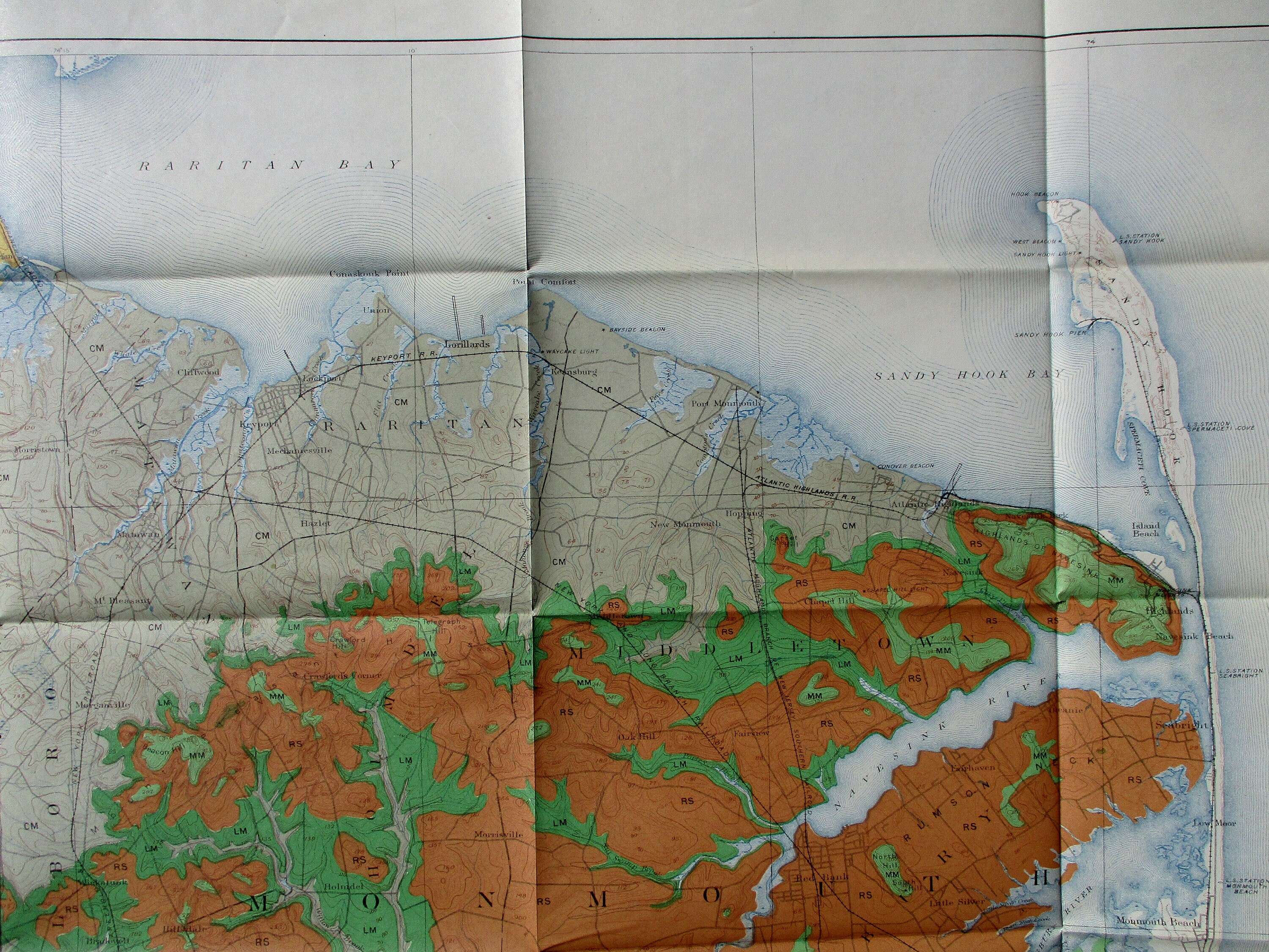 1892 Sandy Hook & Raritan Bay, Navesink River, Shrewsbury River, Long ...