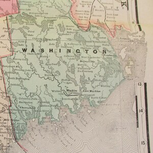 1895 Maine State Map Showing Counties, Towns and Railroad Lines. Large ...