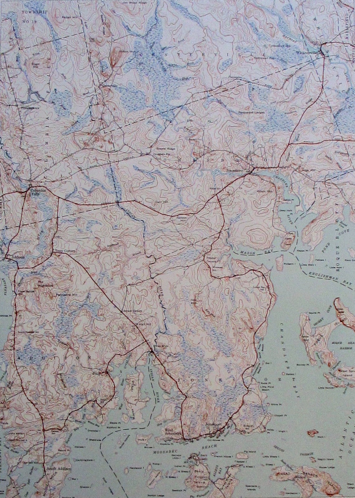 1955 Jonesport, Addison, Columbia Falls, Jonesboro, Maine Vintage Map ...