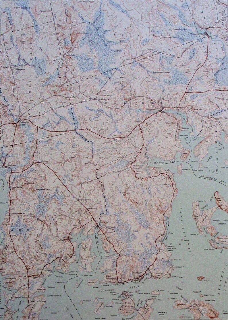 1955 Jonesport, Addison, Columbia Falls, Jonesboro, Maine Vintage Map ...