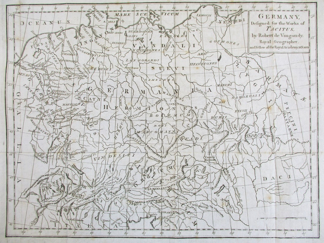 1793 Map Germany Original by Cartographer Robert Vaugondy, Designed for ...
