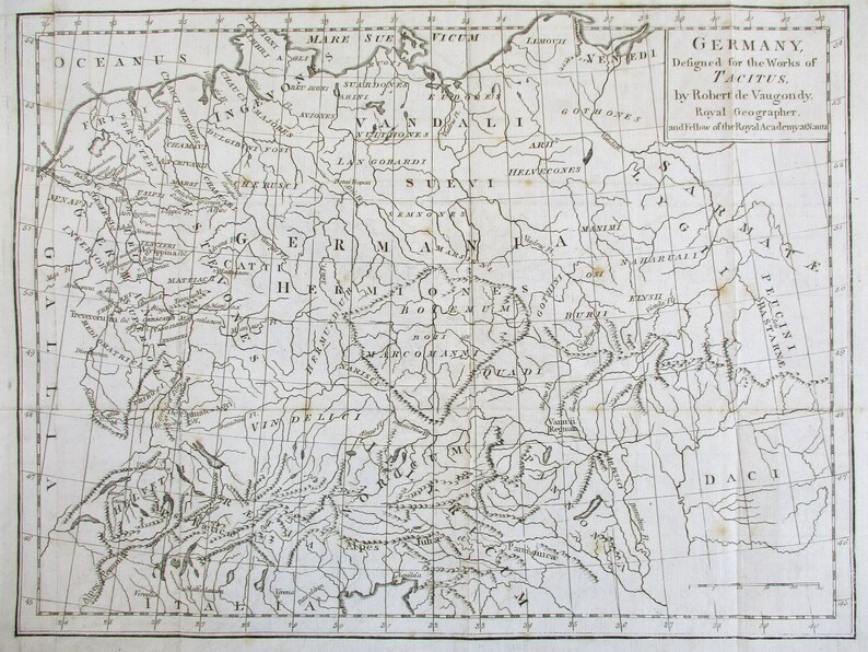 1793 Map Germany Original by Cartographer Robert Vaugondy, Designed for ...