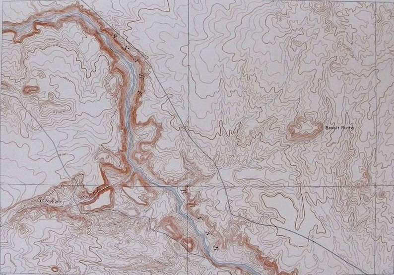 1908 Snake River and Basalt Butte Map Near Bisuka,idaho, ID. Original ...