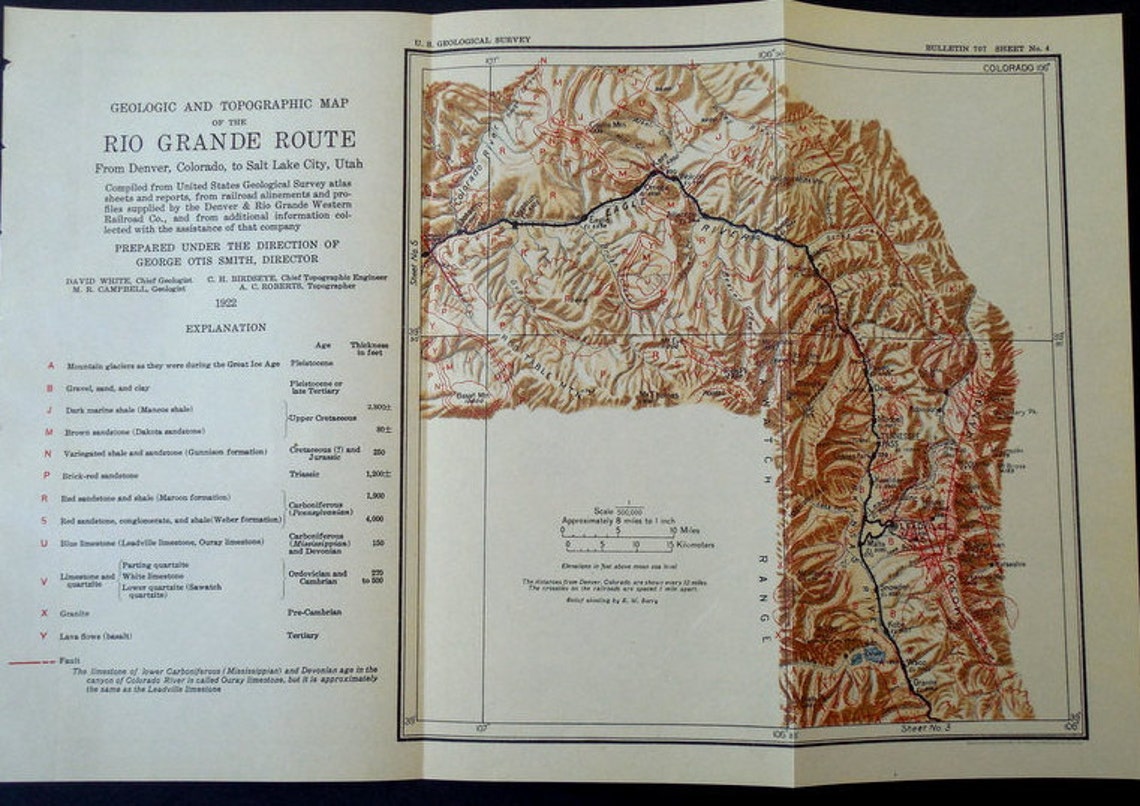 1922 Leadville Colorado Railroad Map, Dotsero, Wolcott, Red Cliff, Deen ...