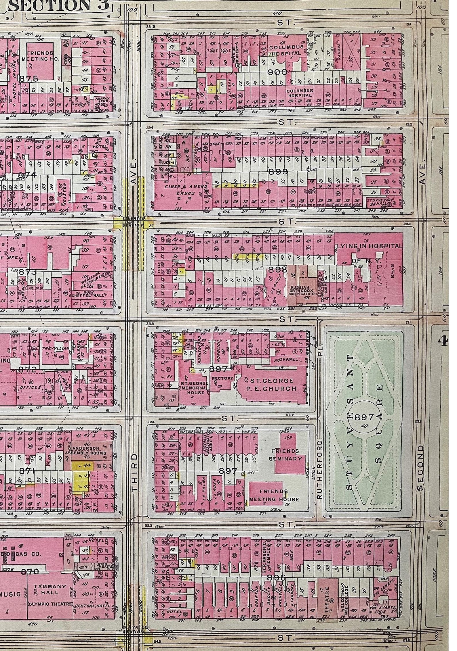 1916 Union Square Park, Stuyvesant Square, Gramercy Park Area ...