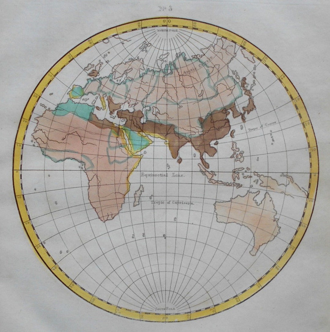 1819 Eastern Hemisphere Ethnographic Map World. Europe Africa Asia ...