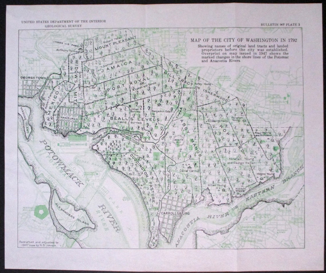 1950 Washington, DC Map. District of Columbia, Georgetown, Potomac ...