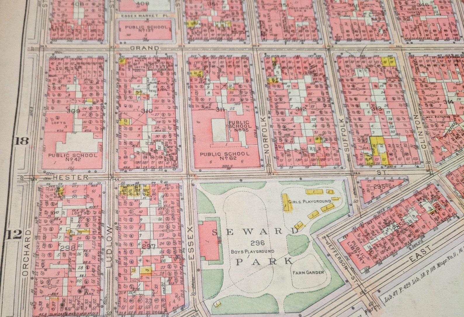 1916 Seward Park NYC Area Map Lower East Side/chinatown. East - Etsy