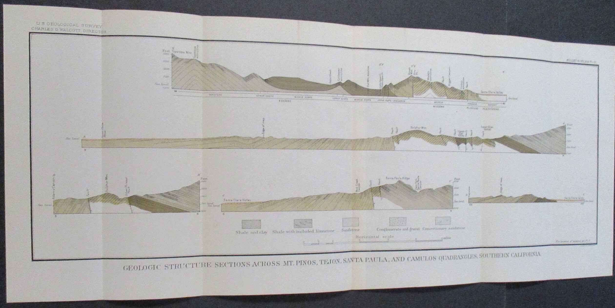 1907 Southern California Antique Map or Chart: Geologic Structure ...