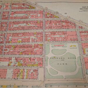 1916 Lower East Side Manhattan. Corlears Hook Park, Williamsburg Bridge ...