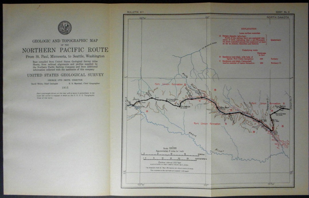 1915 North Dakota Railroad Map Richardton, Eagles Nest, Kurtz, Curlew ...