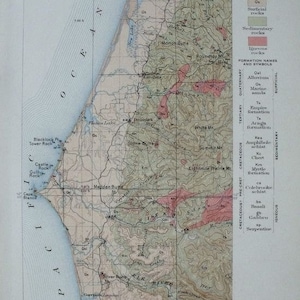 1908 Oregon Coast Antique Map of Cape Blanco, Port Orford, Castle Rock ...
